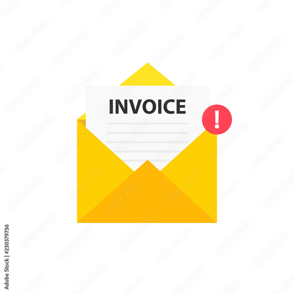 Invoice envelope icon with a picture of a closed letter. Paper document ...