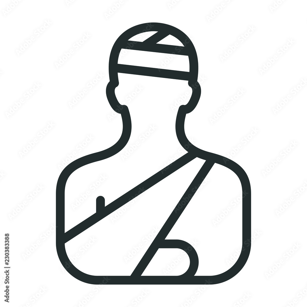 Broken Head and Hand Injury Treatment Accident Flat Line Stroke Icon ...