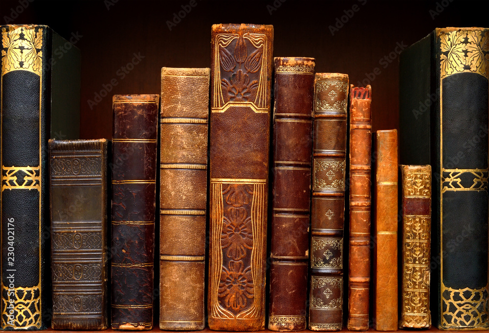 Old books in library. Ladder of knowledge Stock Photo | Adobe Stock