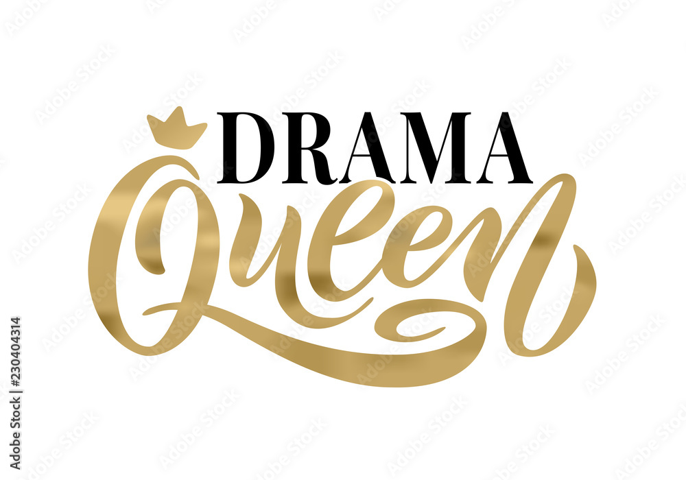 Queen word with crown. Hand lettering text vector illustration Stock ...