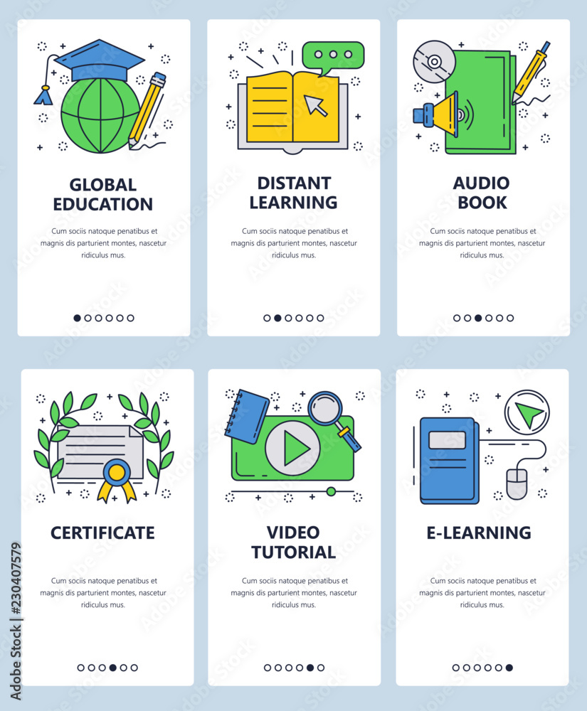 Vector web site linear art onboarding screens template. Online ...