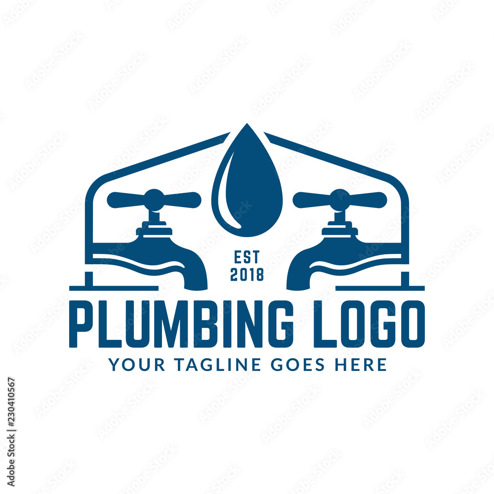 Plumbing logo template, easy to customize Stock Vector | Adobe Stock