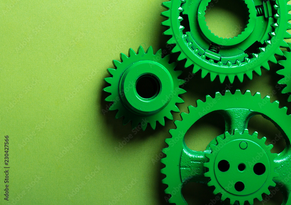 gears mechanism green bright technology background Stock Photo | Adobe ...