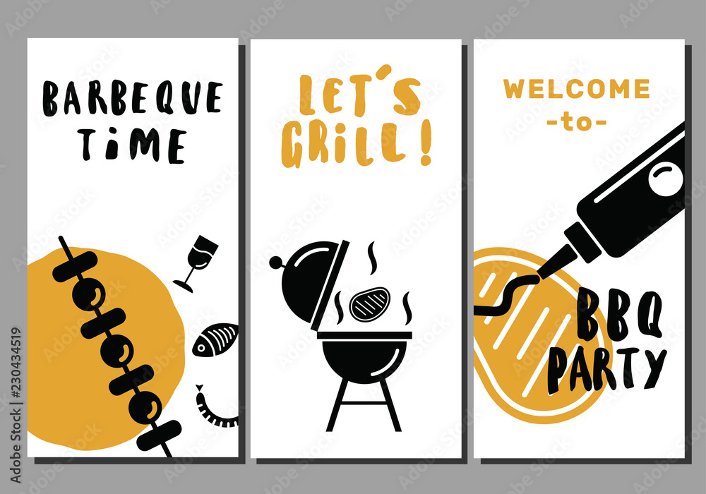 Barbeque and grill flyers. Set of templates. Idea for bbq party ...