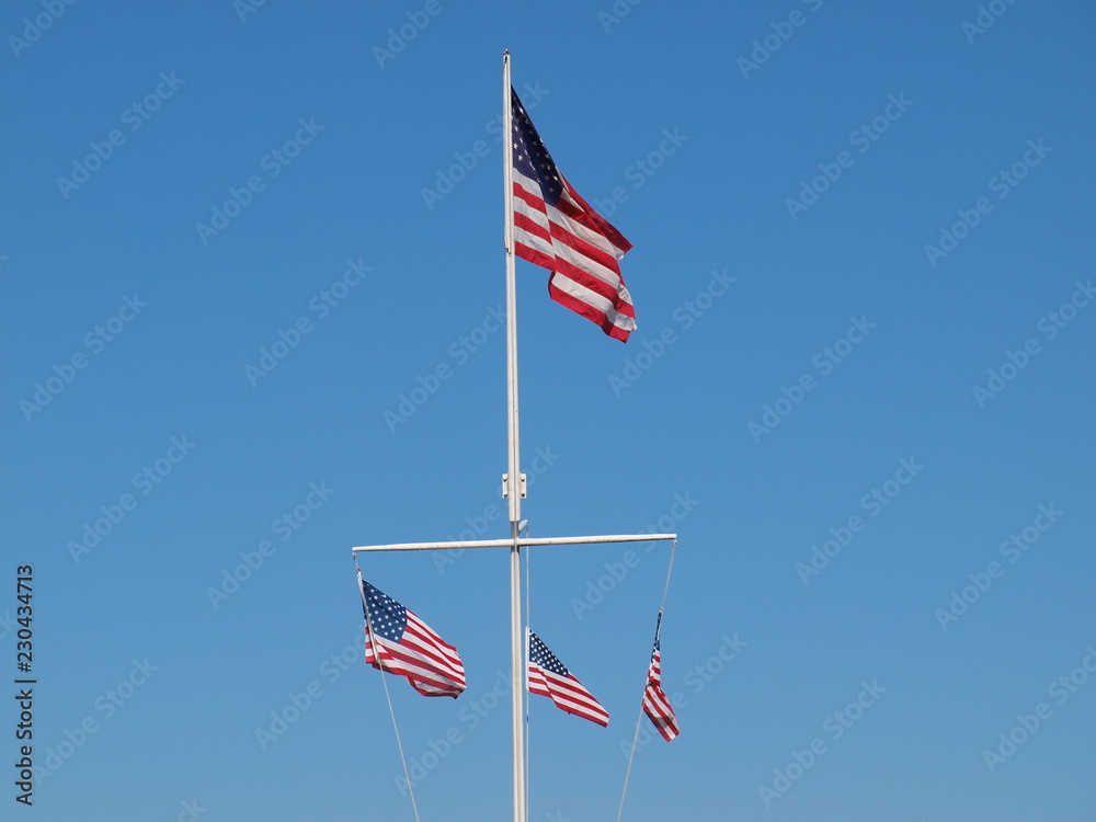 A Marina Flag Pole filled with American Flags. This being Texas, Long ...