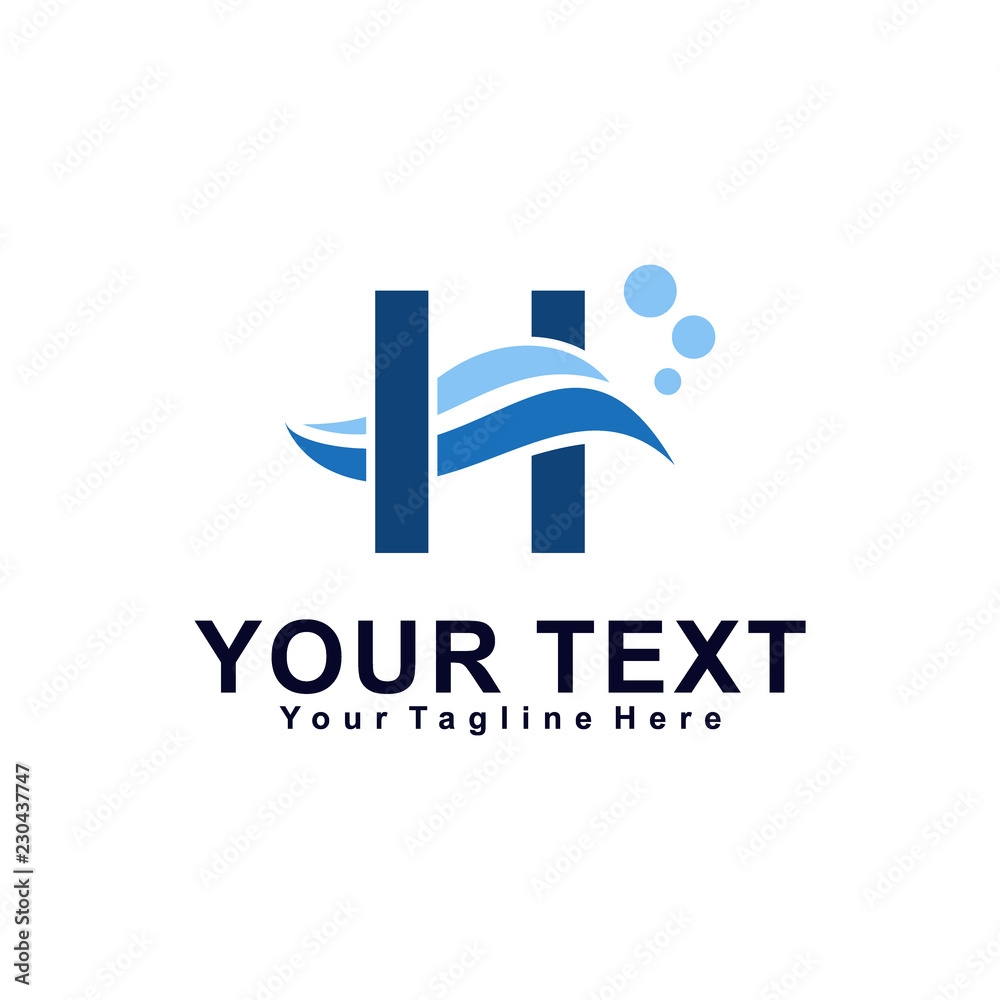 Letter H or Wave logo design concept, creative water logo template ...