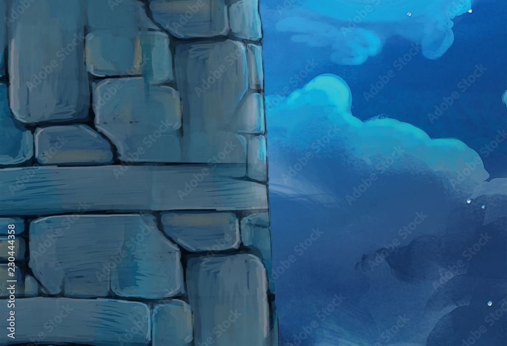 cartoon scene of a rocky wall for different usage - illustration for ...