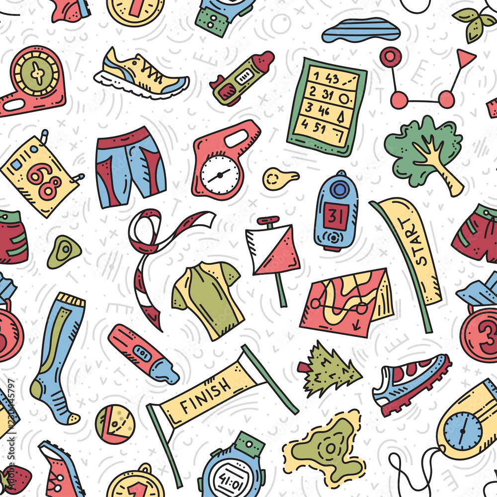 orienteering sport equipment. Vector illustration Stock Vector | Adobe Stock