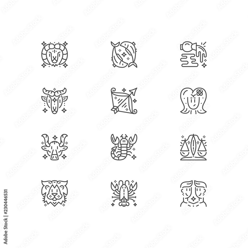 Simple set of astrology icons. Premium magic symbol collection. All ...