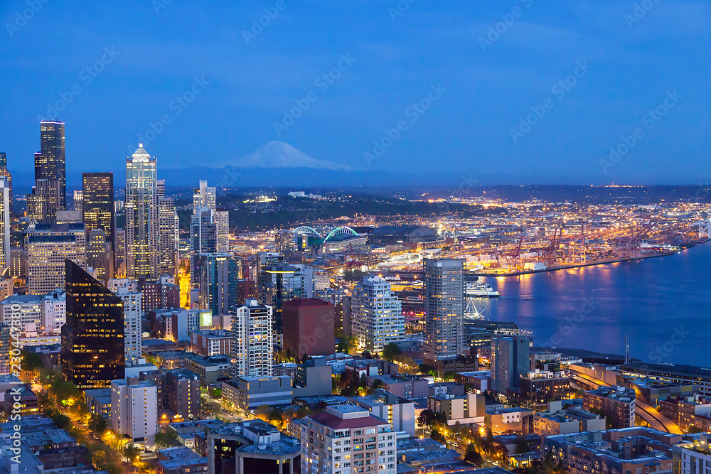 Beautiful panoramic view of Seattle Cityscape ,View of downtown Seattle ...