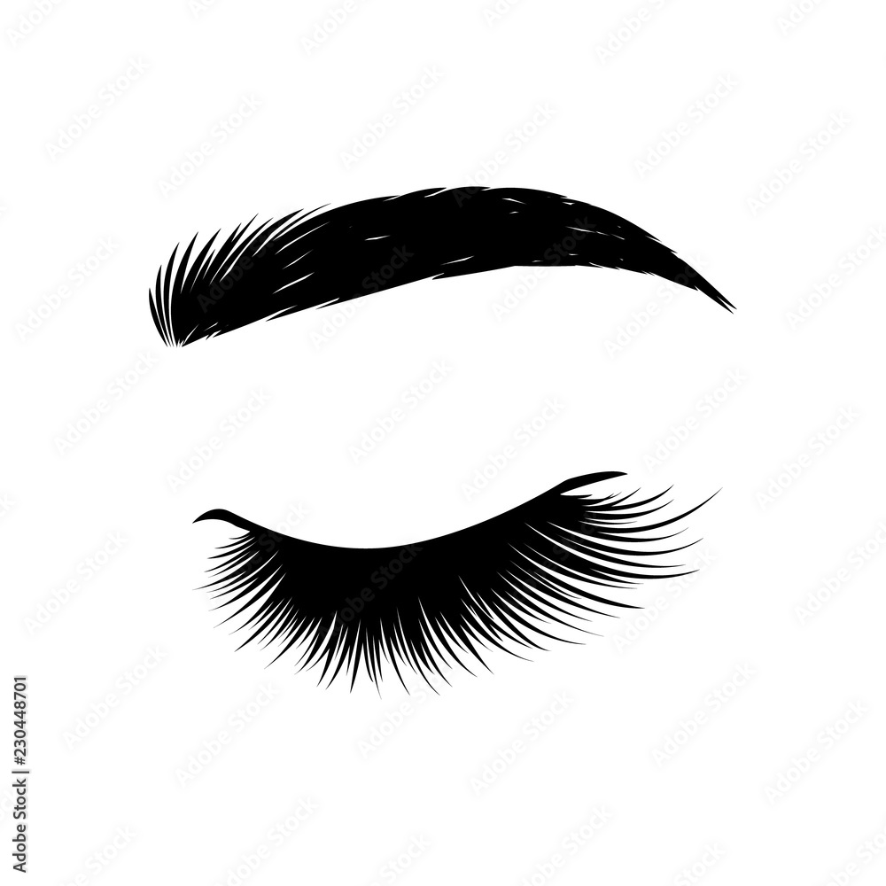 Black lashes. Woman eyes with long eyelashes, vector illustration ...