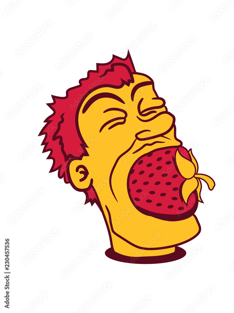 mund fressen groß riesig erdbeere fruchtig lecker obst beeren hunger ...