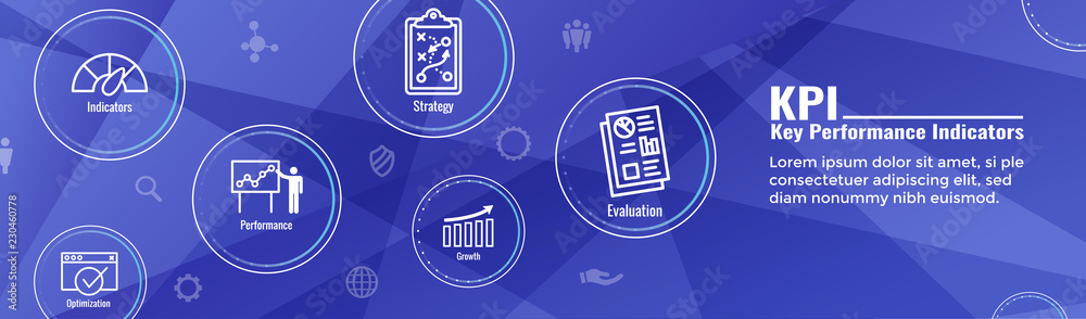 KPI - Key Performance Indicators Web Header Banner and Icon set Stock ...