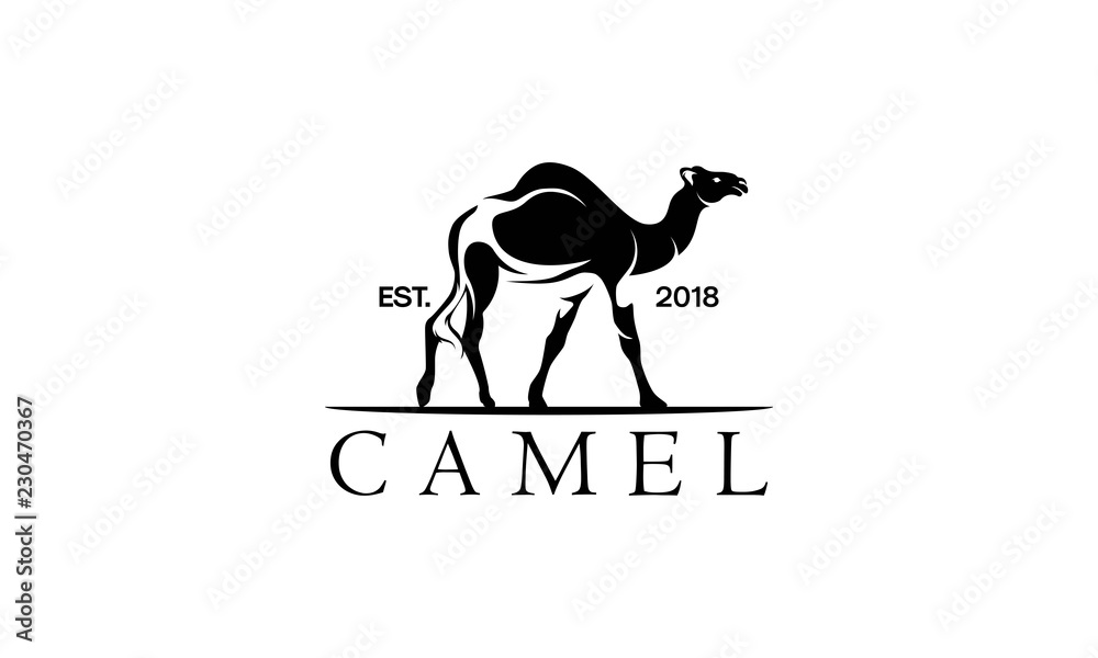 camel logo design template,vintage camel vector illustration Stock ...