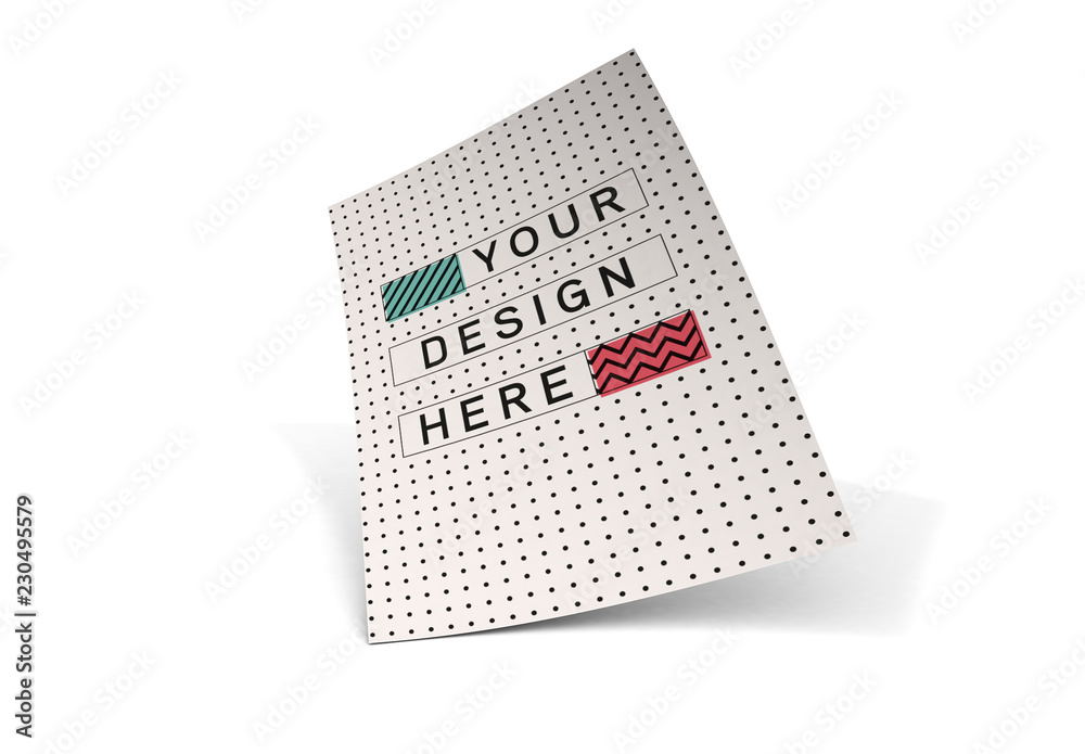 Falling Sheet of Paper Mockup on White Background Stock Template ...