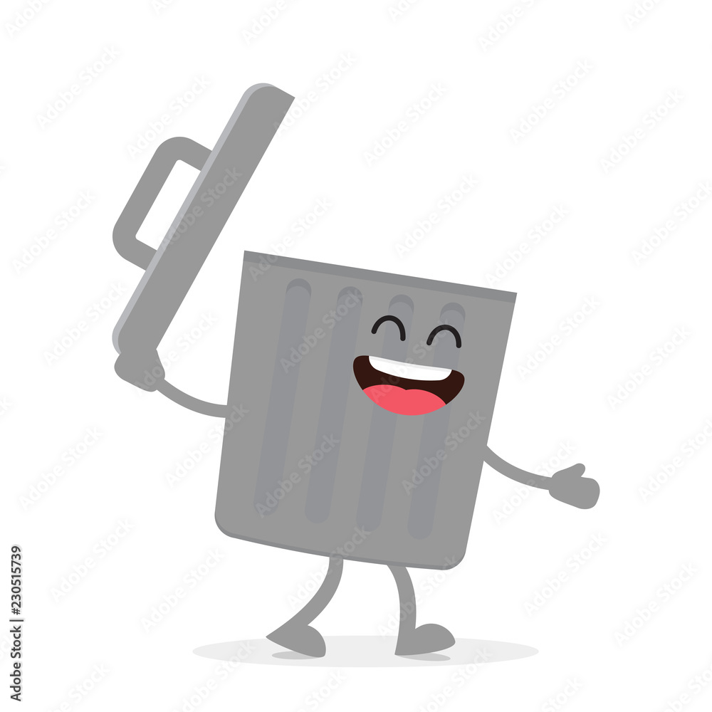 Cartoon trash can with lid open Stock Vector | Adobe Stock