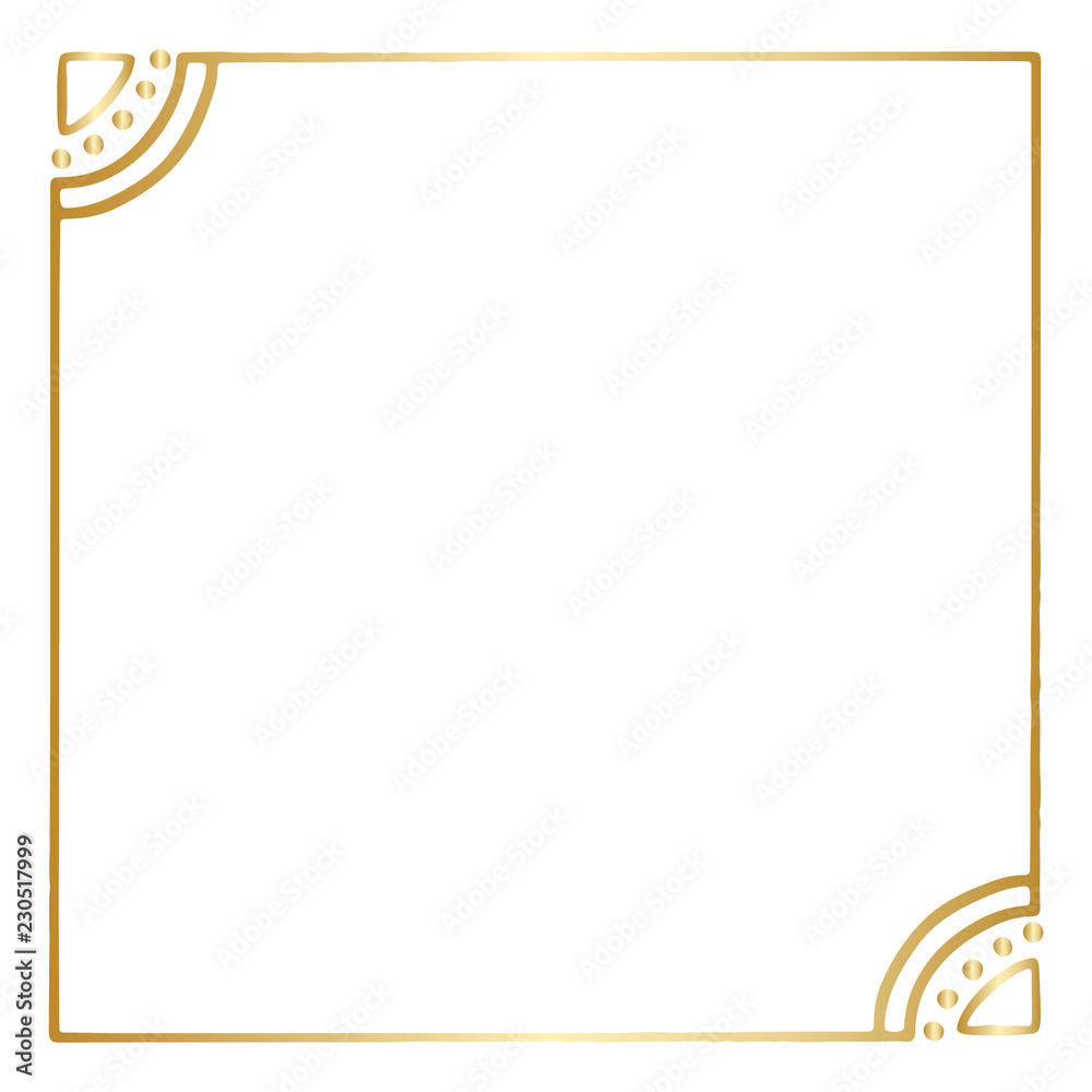 Simple Gold Vector Hand Drawn Border Stock Vector | Adobe Stock