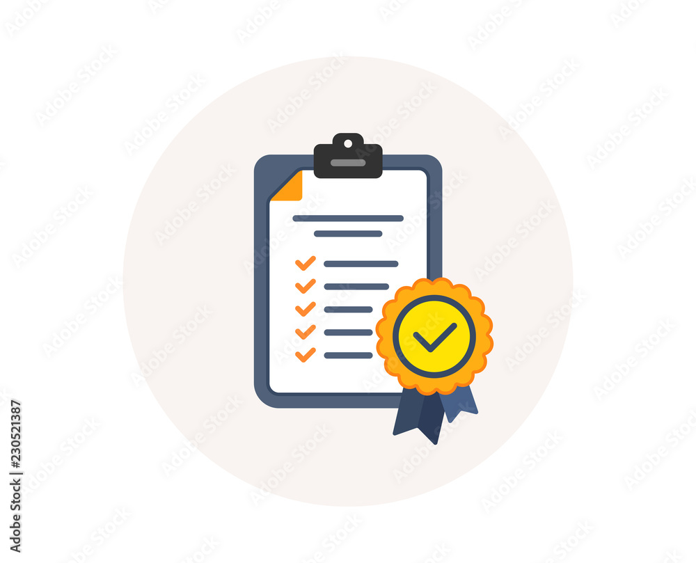 In compliance icon. Checklist sign. Certified document symbol. Approval ...