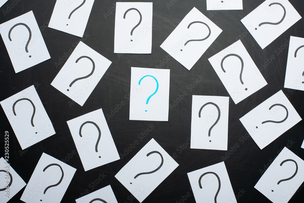 Too Many Questions. Pile of colorful paper notes with question marks ...