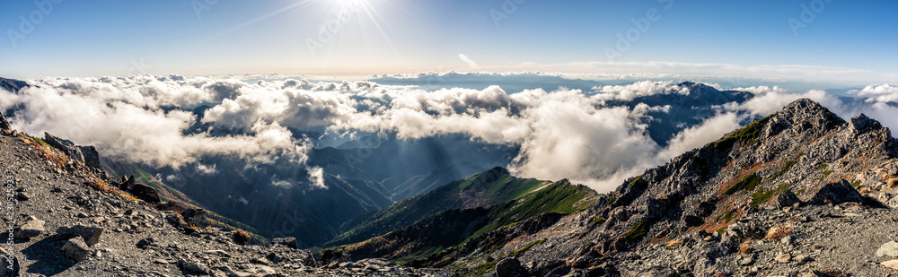Sunset from the summit of Mt. Kita, tallest mountain in the Southern ...
