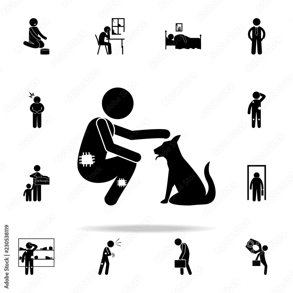 poor man and dog icon. Poor peaple icons universal set for web and ...