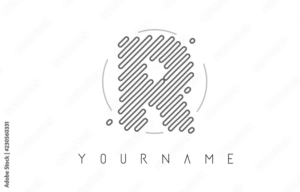 R Letter Logo Design with Black Lines Monogram Stock Vector | Adobe Stock