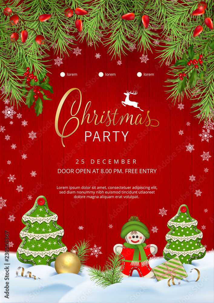 Christmas Party Poster Stock Vector | Adobe Stock