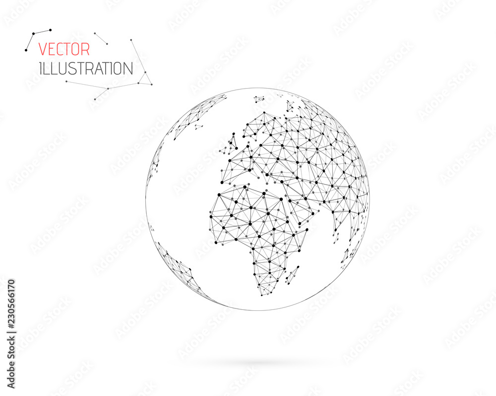Abstract planet Earth. World map. Network. Vector illustration ...
