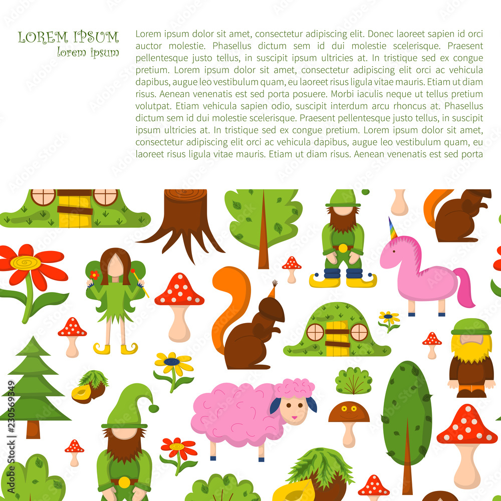Vector illustration, cartoon children magic forest background Stock ...
