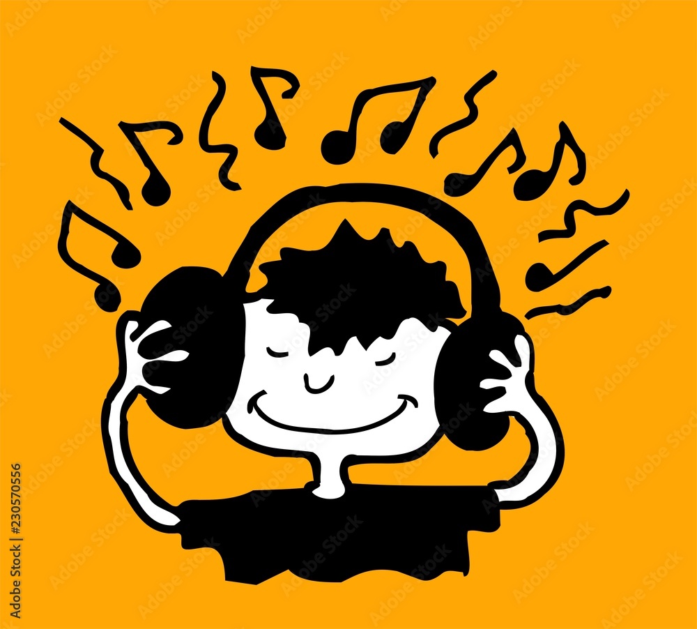 Cartoon Person Listening To Music