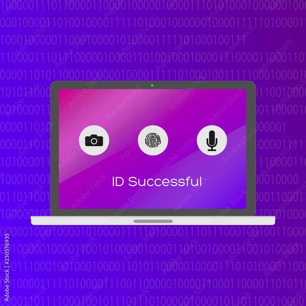 Vector illustration of computer identification: photo, voice and ...