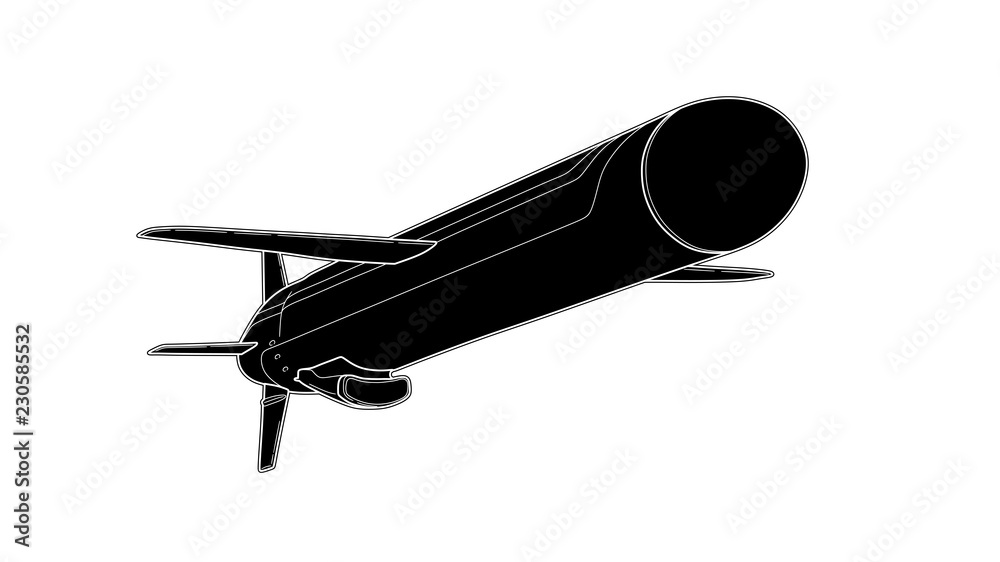 Vector tech draw illustration of cruise missile Stock Vector | Adobe Stock