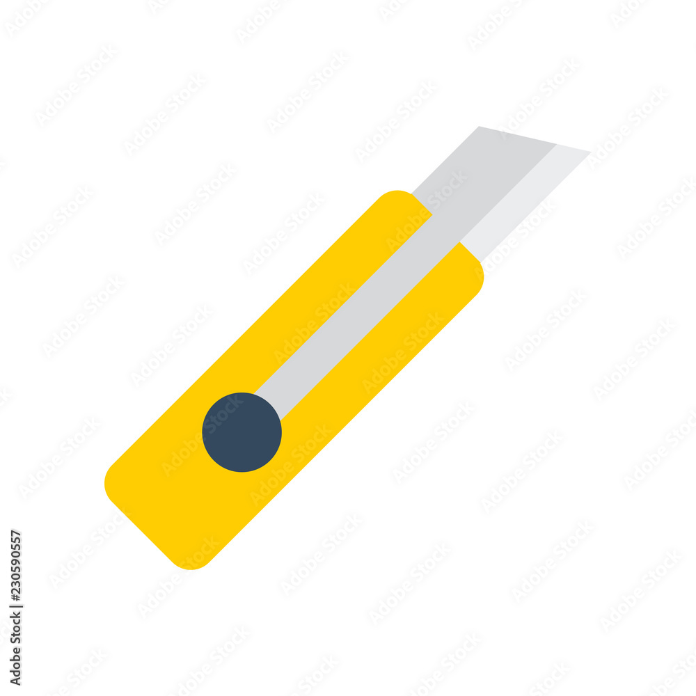 Box cutter knife flat icon on isolated white transparent background ...