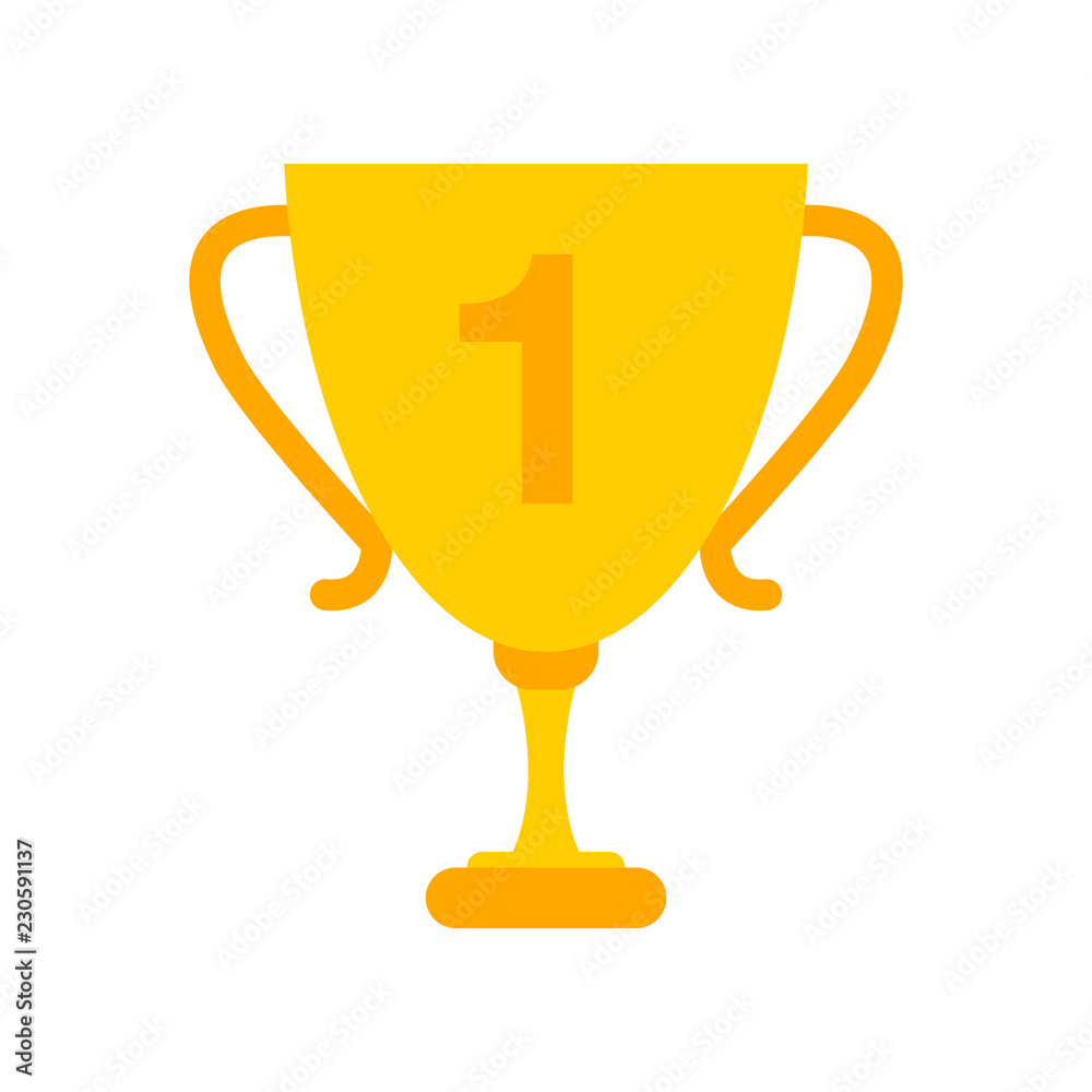 1st place gold award trophy flat icon on isolated white transparent ...