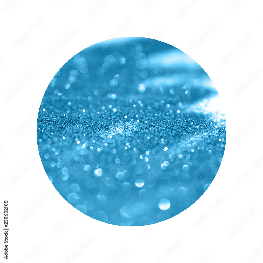 Round with blue glitter isolated on white background. Can be used as ...