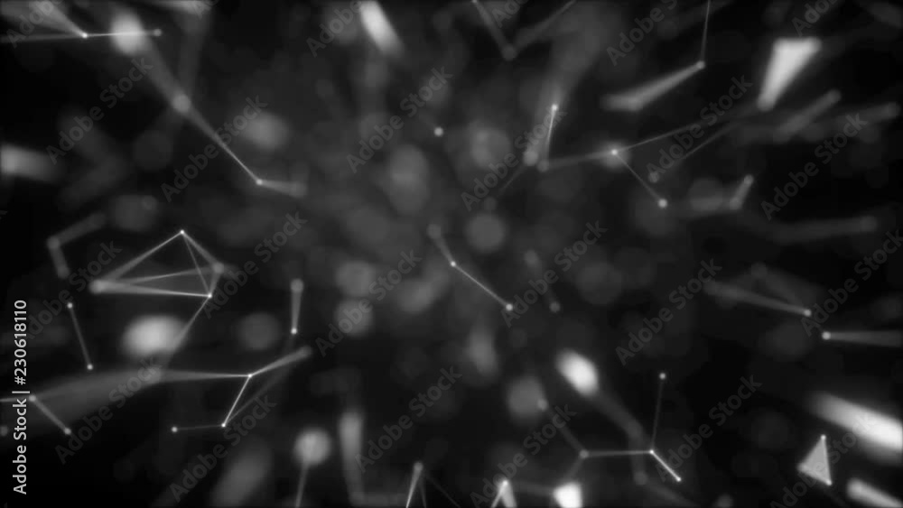 Flying through abstract digital data nodes and connection paths within any type of network or ...