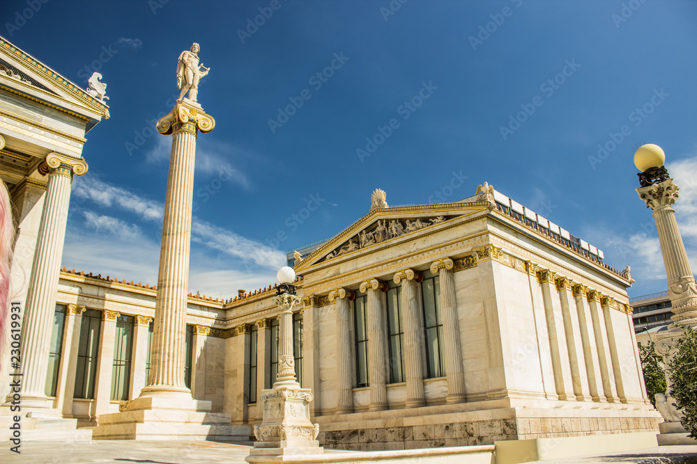 beautiful Greek ancient palace back yard with marble columns buildings ...