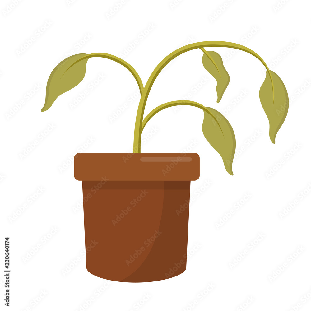 Tote Pflanze vertrocknet Flat Design Icon isoliert auf weißem ...