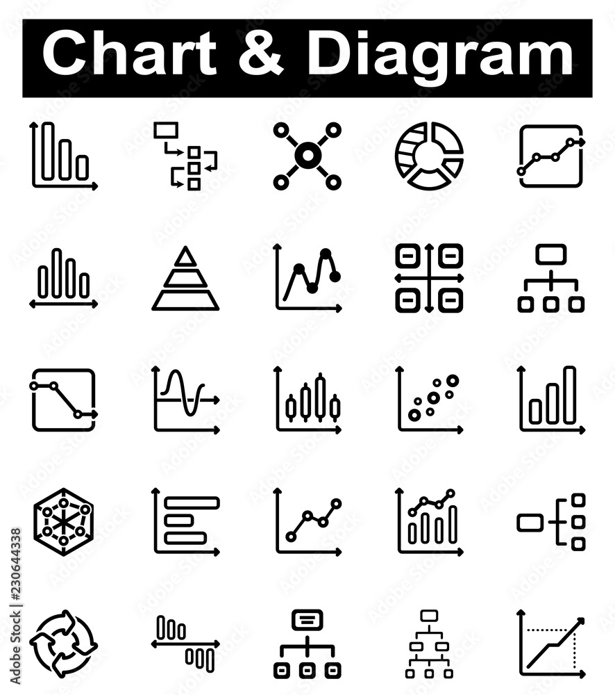 Chart & Diagram Icon Set - 1 (Black Series) Stock Vector | Adobe Stock