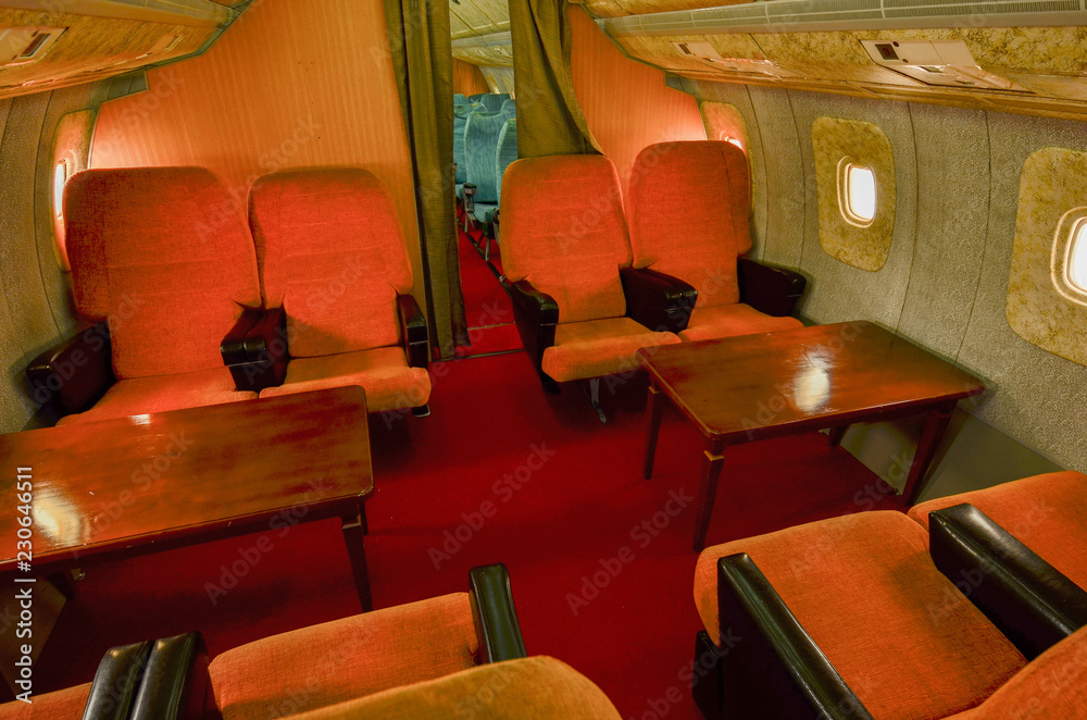 Russia Airport. The cabin of the legendary Soviet aircraft, the world's ...