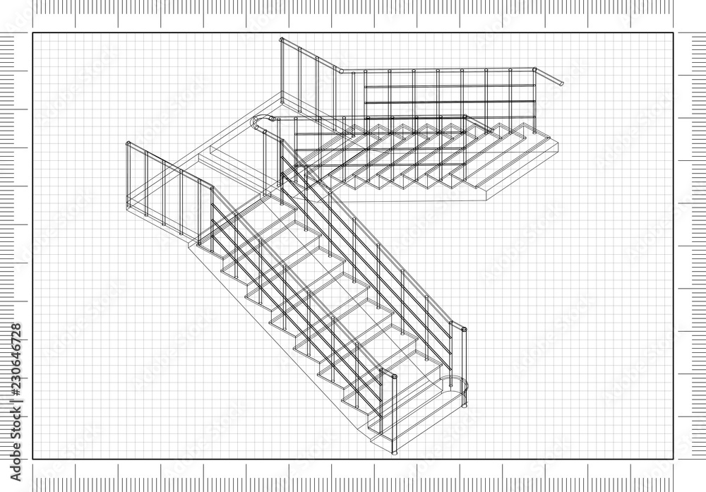 Stairs Architect blueprint Stock Illustration | Adobe Stock