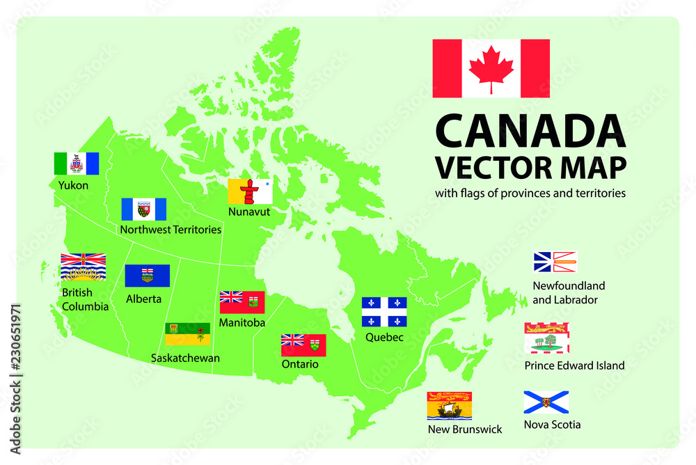 Vector set. Map of Canada with provinces and territories borders and ...