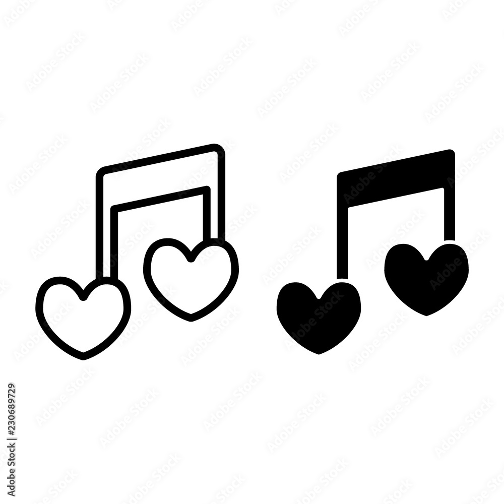 Music Note Heart Outline