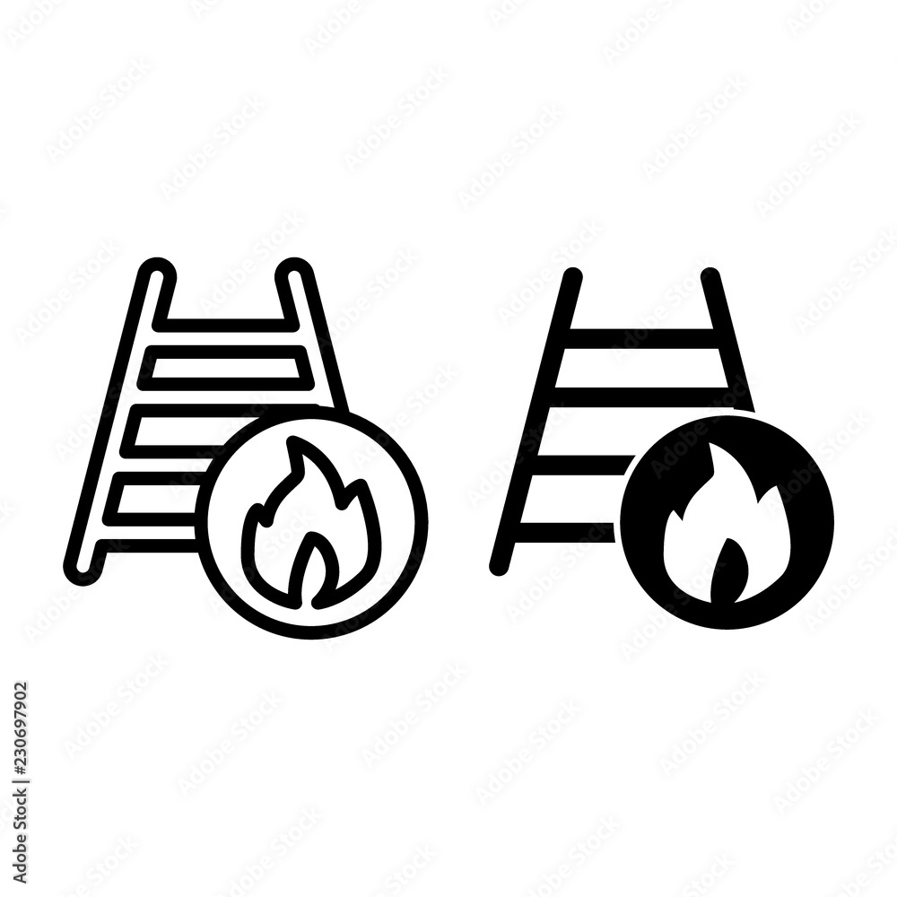 Fire ladder line and glyph icon. Fire escape vector illustration ...