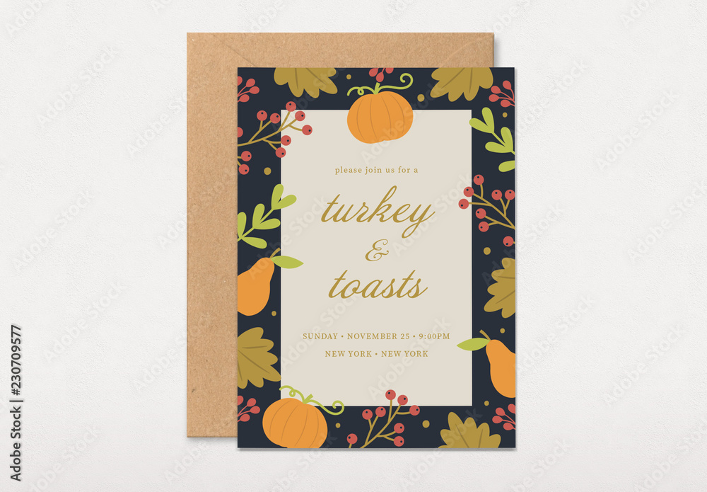 Thanksgiving Party Invitation Layout Stock Template | Adobe Stock