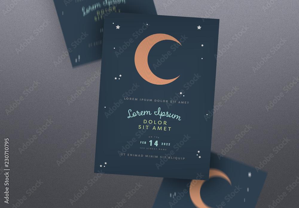 Event Poster Layout with Moon Illustration Stock Template | Adobe Stock