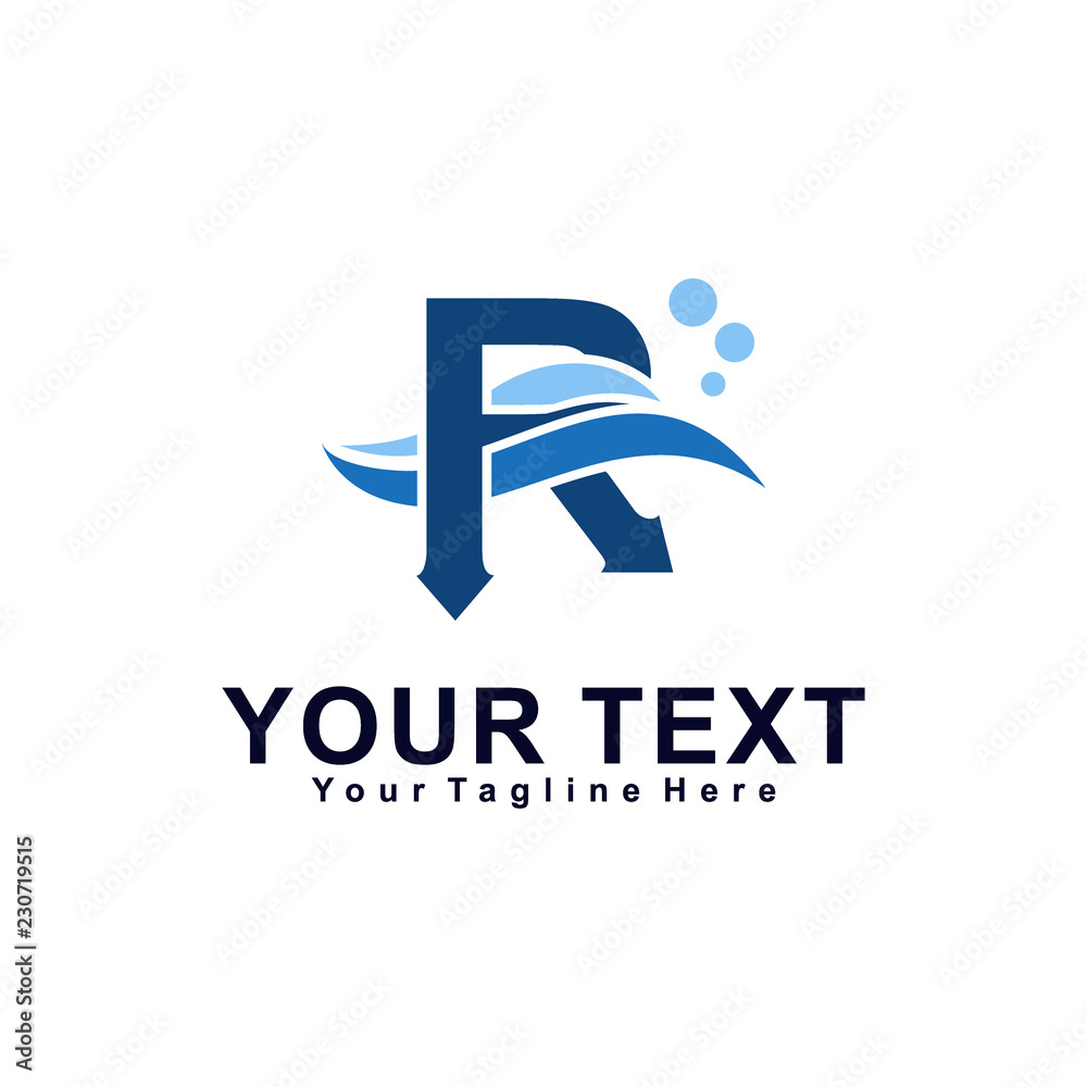Letter R or Wave logo design concept, creative water logo template ...