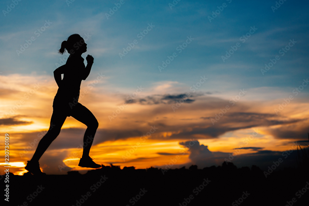 Woman Running Sunset