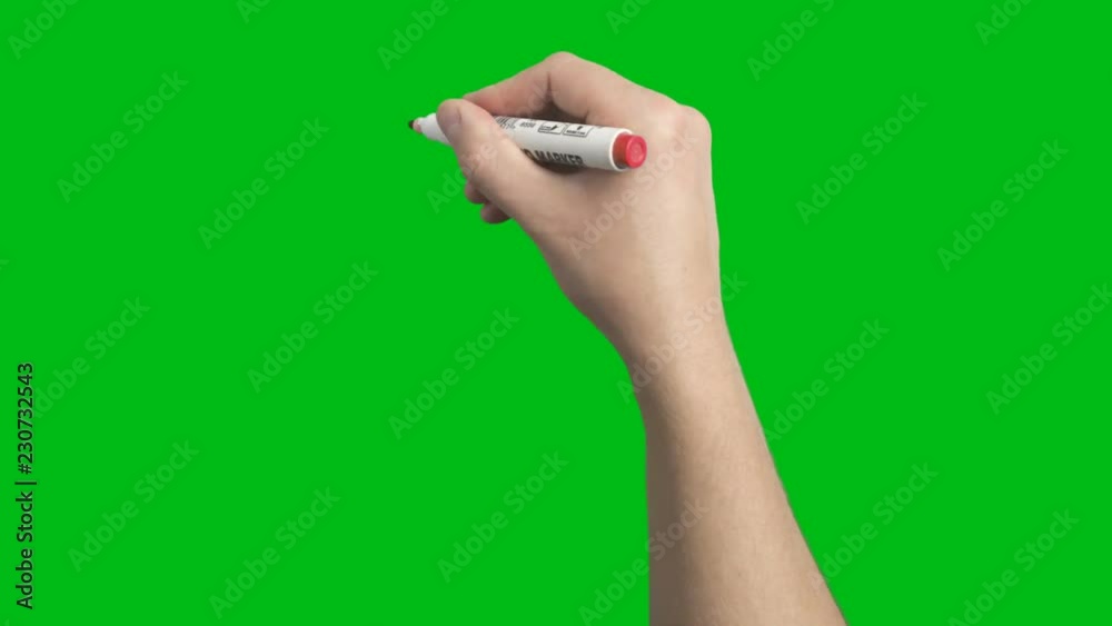 Male Hand Whiteboard Red Marker Scribble Writing Short Strokes Loop ...