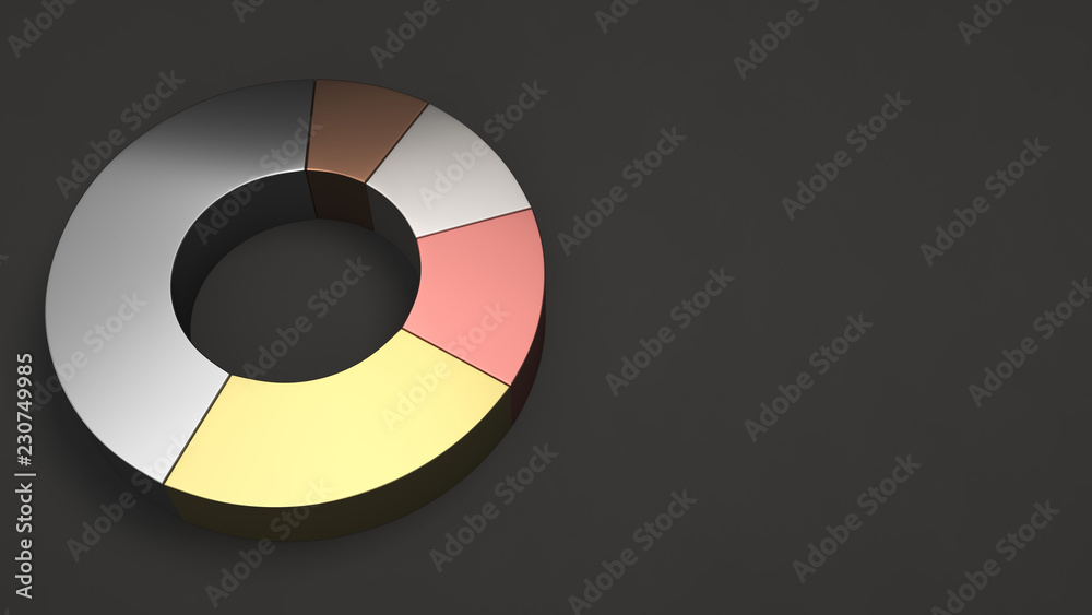 Metal ring pie chart on black background Stock Illustration | Adobe Stock